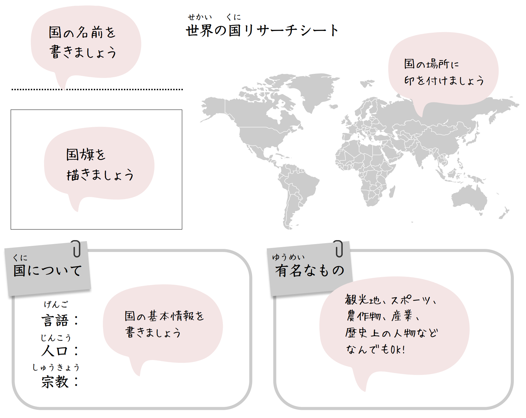 世界の国リサーチシート | My Education おうち教育アカデミー